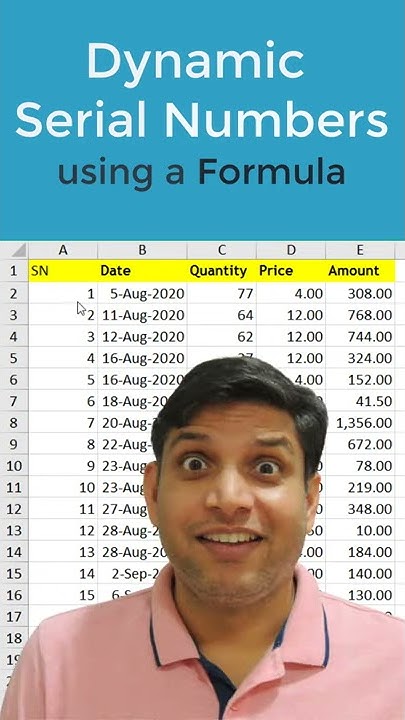 Dynamic Serial Number | Row | Function #shorts - YouTube