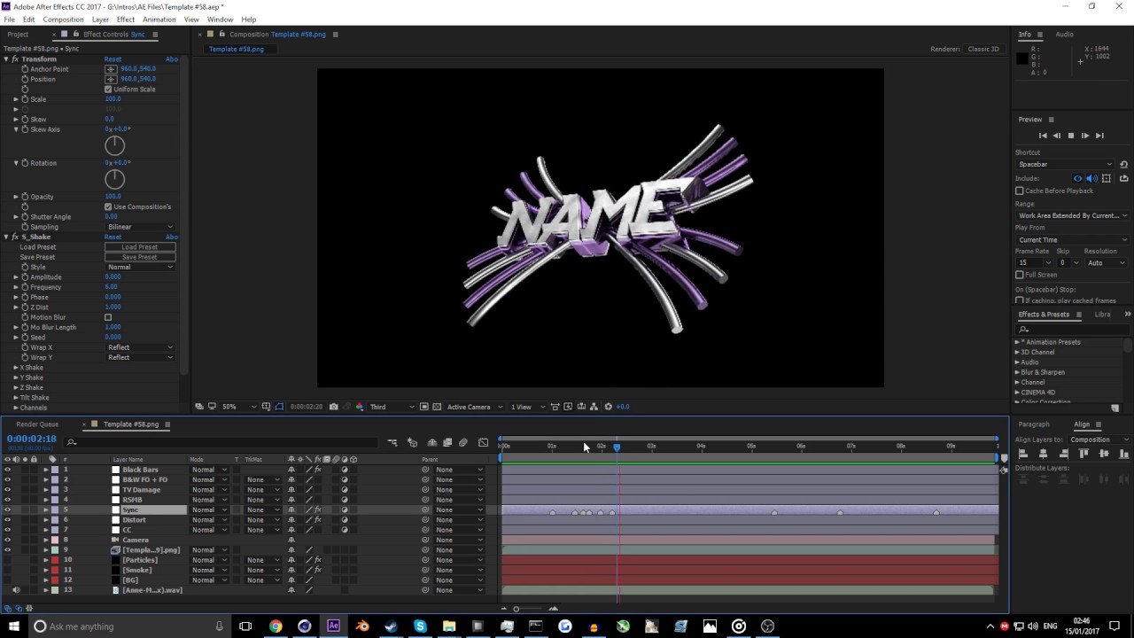 Purple Sync Intro Template W/ Speedart | C4D+AE - YouTube