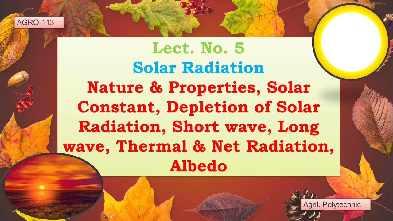 Lect. No. 5. Solar Radiation - YouTube