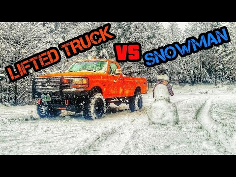 OBS FORD vs SNOWMAN. (Ranch hand bumper vs snow man) Lifted - YouTube