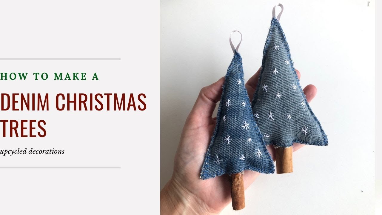 DIY Denim Christmas Tree Decorations - YouTube