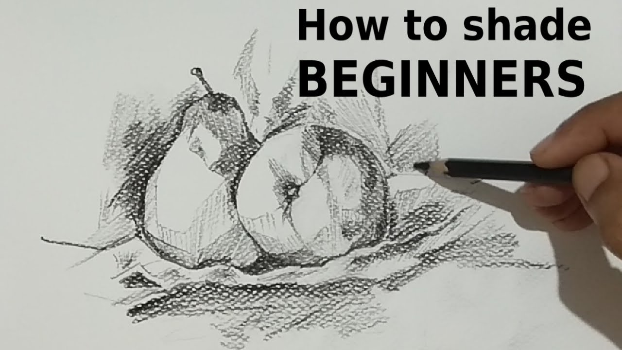 How to shade a Pear/ Pencil drawing tutorial for beginners/ Hatching ...