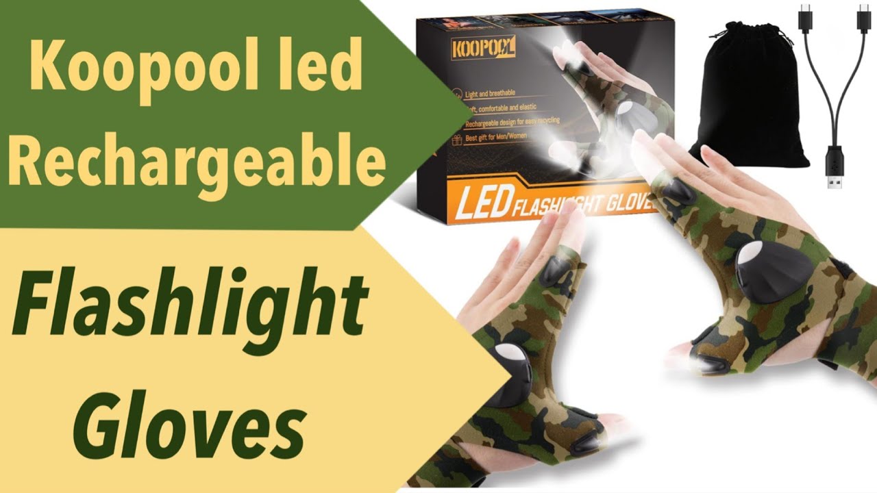 Koopool l.e.d. flashlight gloves electronics and gadgets - YouTube