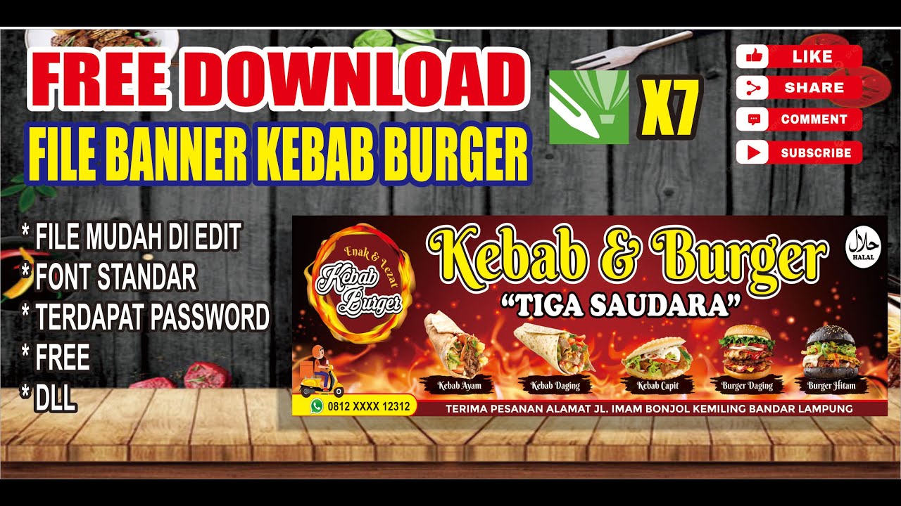 CARA MUDAH MMEBUAT BANNER FREE DESAIN BANNER KEBAB DAN BURGER - YouTube
