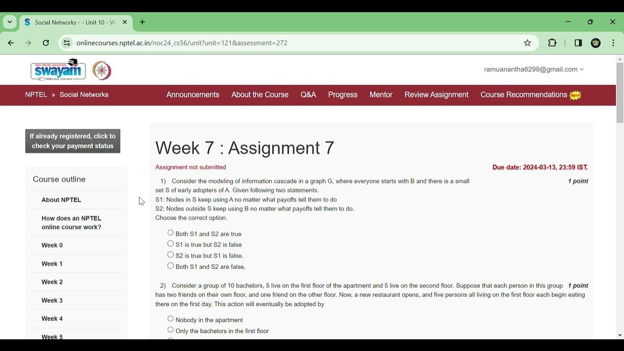 Social Networks | NPTEL Swayam | Week 7 assignment Answers 2024 - YouTube