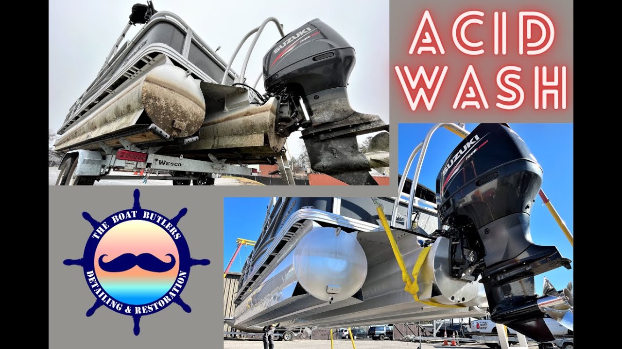 The Boat Butlers - Tritoon / Pontoon Acid Wash - Before & After on Lake ...