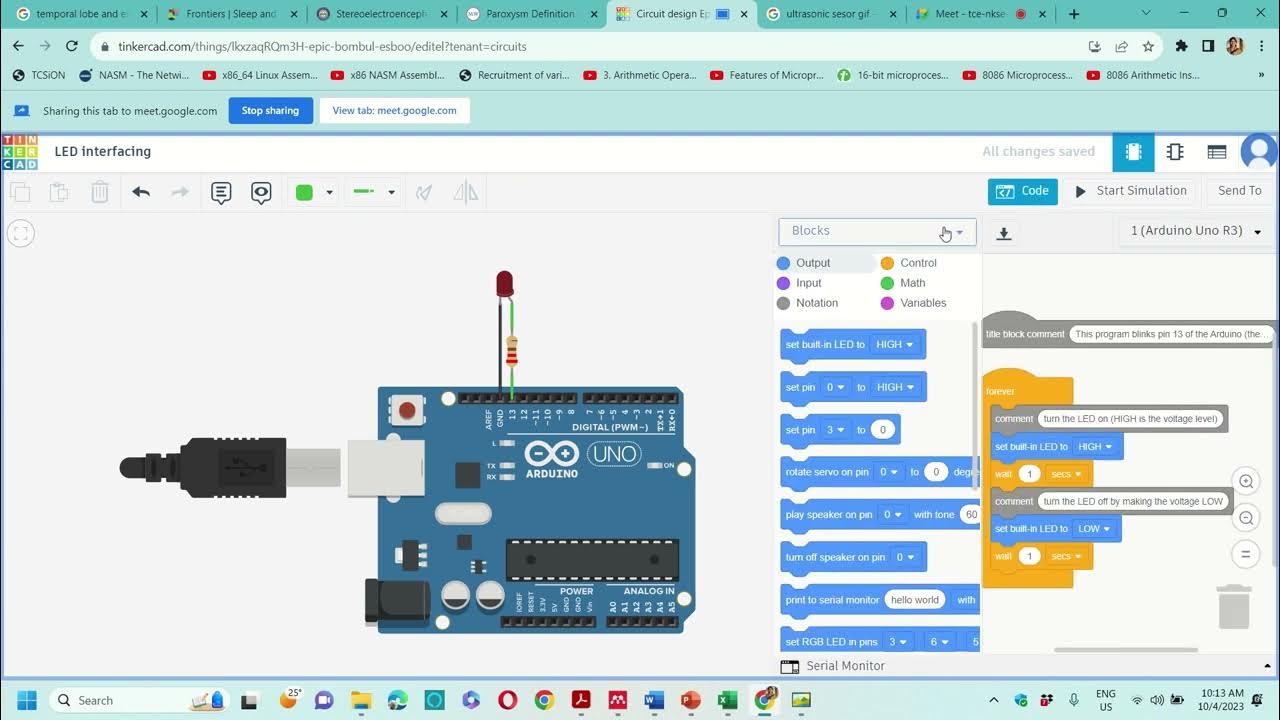 Using TinkerCad LED INTERFACING Part 1 - YouTube
