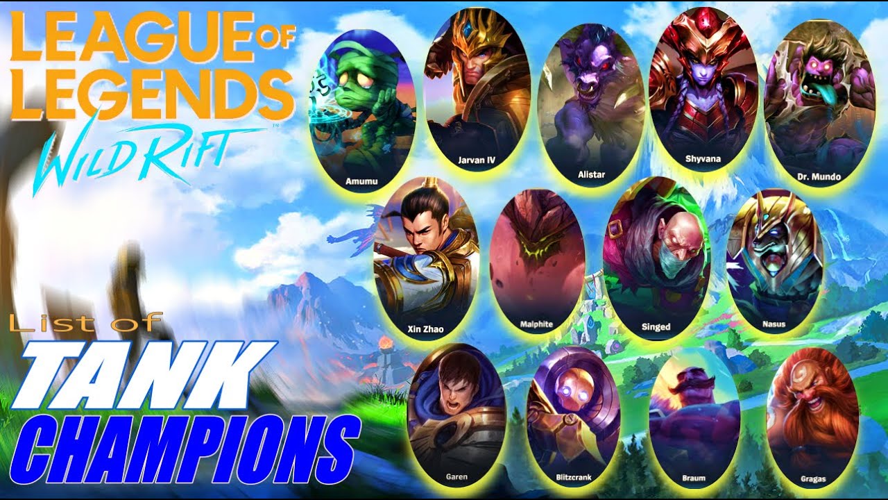 LoL Wild Rift List of Tank Champions | LoL Mobile - YouTube