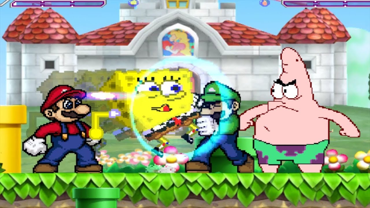 TEAM SPONGEBOB & SUPER MARIO VS TEAM PATRICK & SUPER LUIGI | FUNNY ...