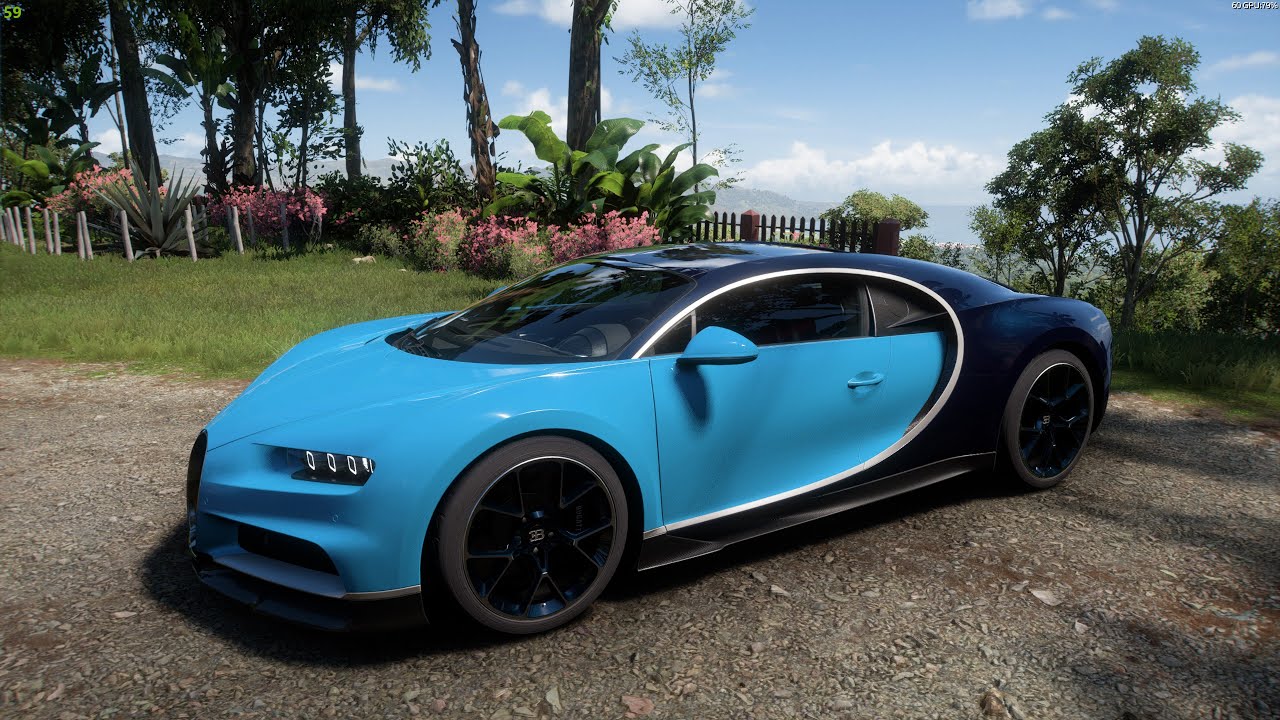 Forza Horizon 5 . Bugatti Chiron 2018 . Car Show Speed Jump Crash Test ...