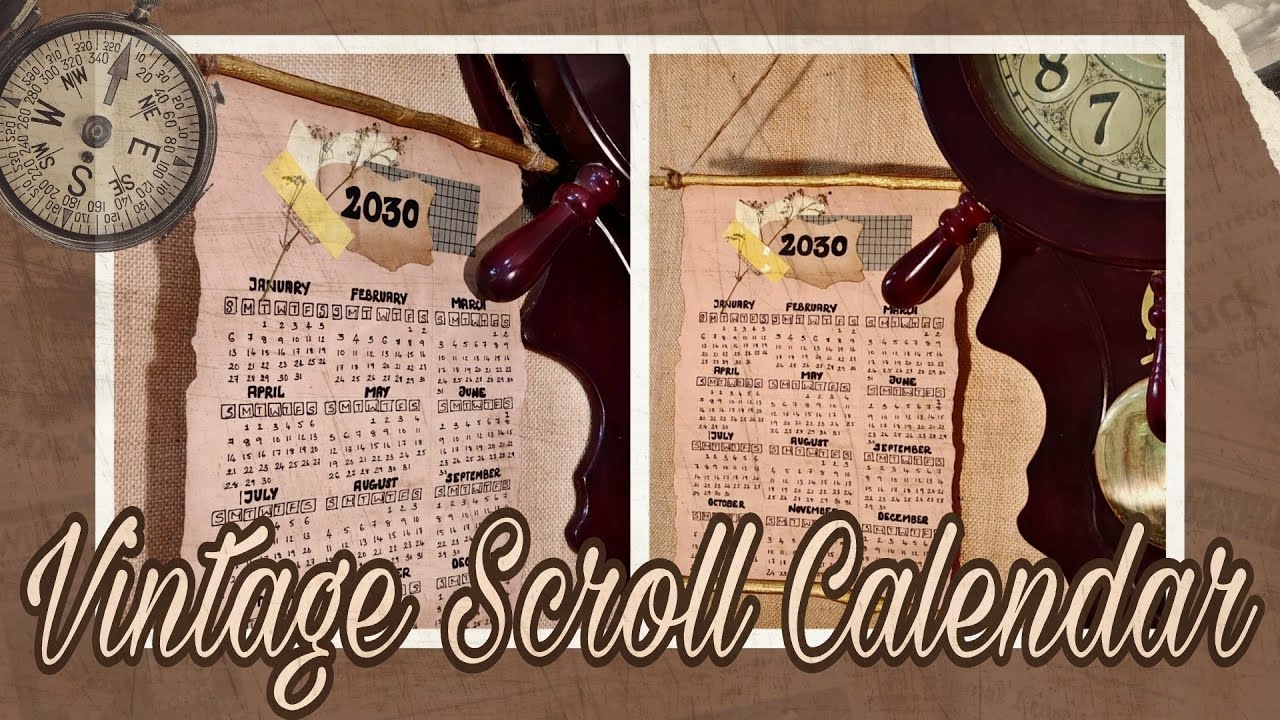 VINTAGE SCROLL CALENDAR🗓️ || DIY vintage art🖋️ || Tea dye 📜 || - YouTube