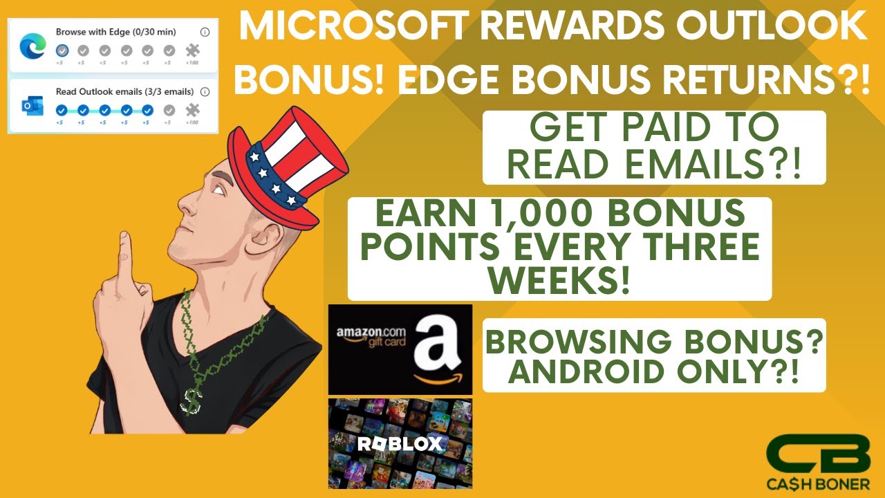 Microsoft Rewards Outlook Bonus! Get Paid to Read Emails! Edge Bonus ...