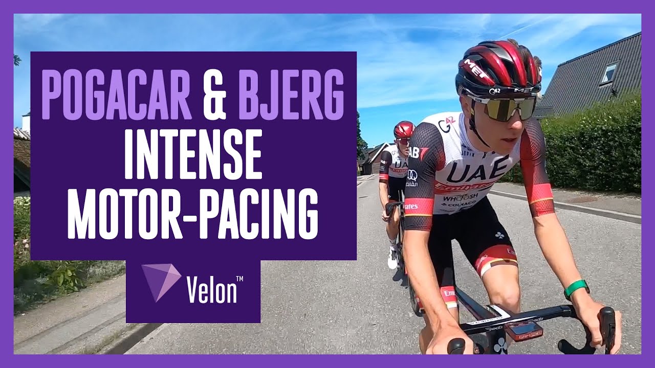 Intense Tadej Pogačar and Mikkel Bjerg motor-pacing training - YouTube