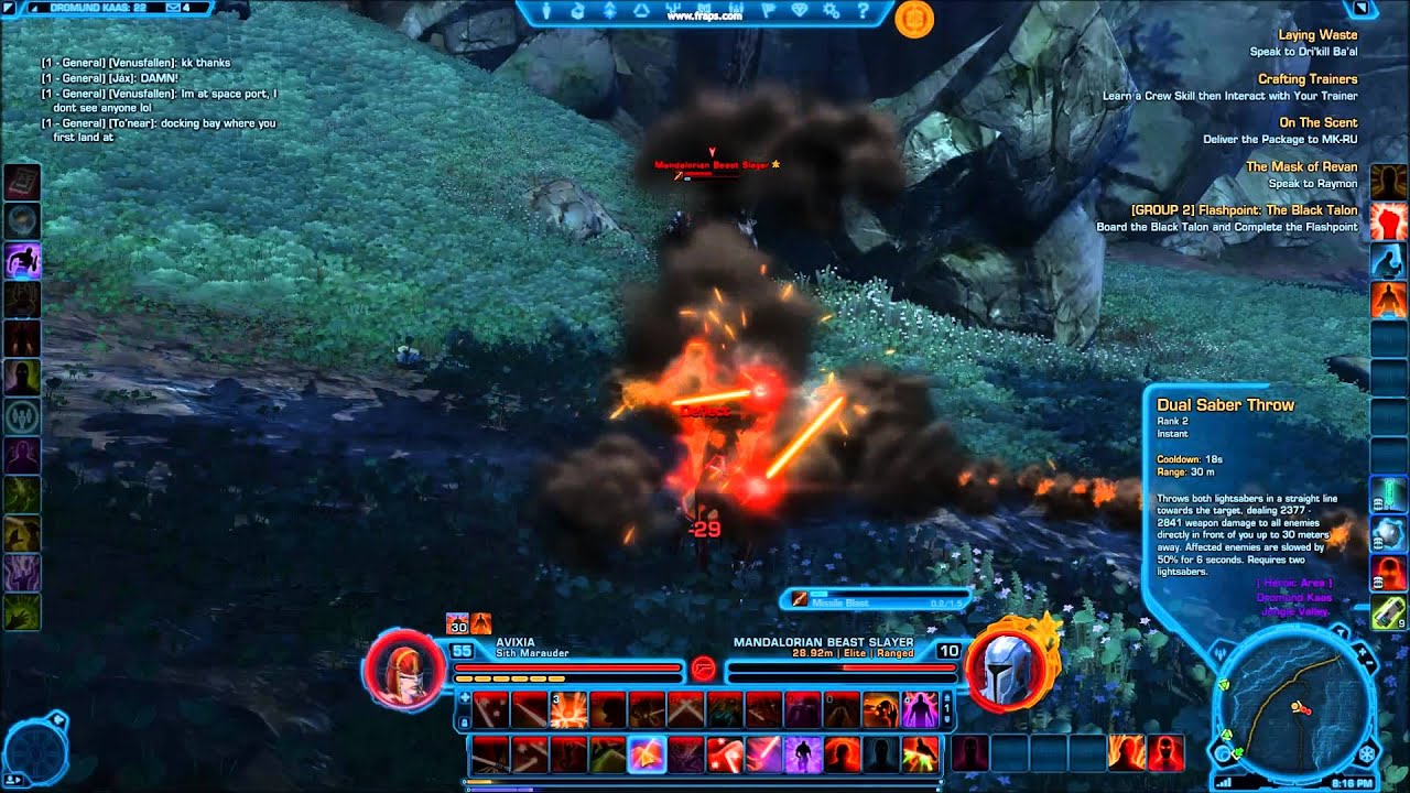 SWTOR - Marauder Dual Saber Throw 2.0 - YouTube