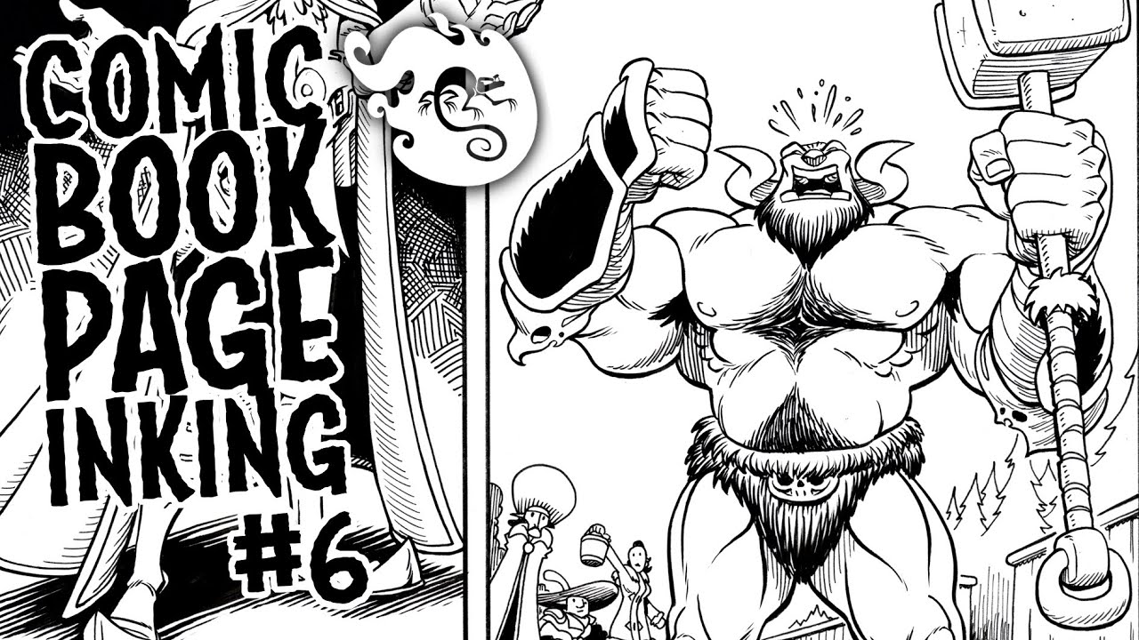 Comic Book Inking #6 - Bad Giant Hunters - Time Lapse Drawing - YouTube