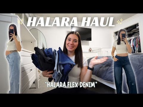 HALARA DENIM TRY ON HAUL | high waisted and low rise jeans, baby bump friendly, halara flex denim