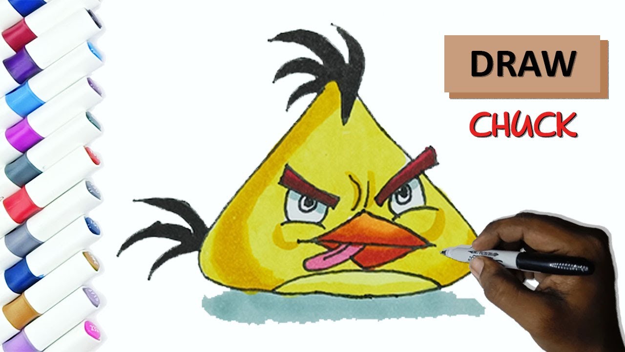 Drawing Chuck !!! How To Draw Chuck from Angry Birds Game - YouTube