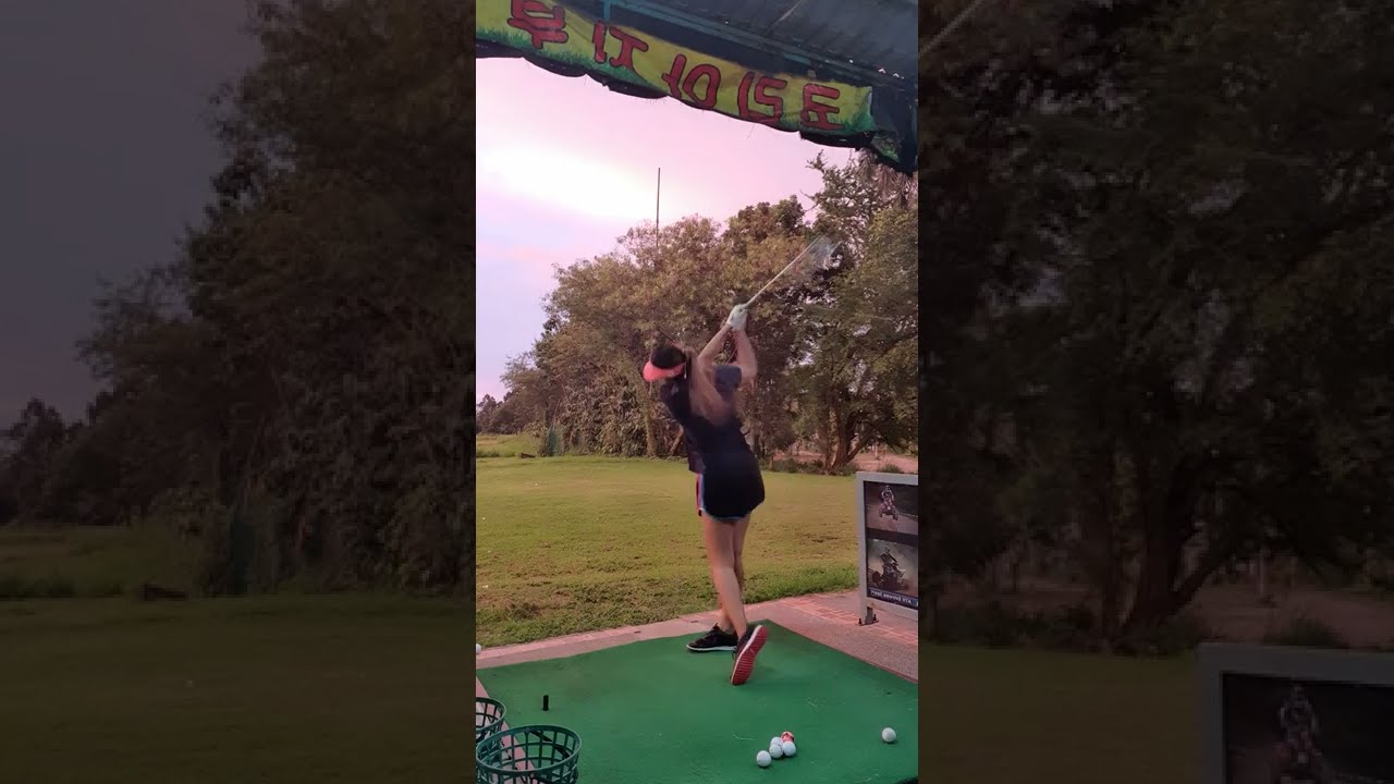 golf swing practicing beginner pinay mom ㅣ피나이 삼형제 가족 bang family - YouTube