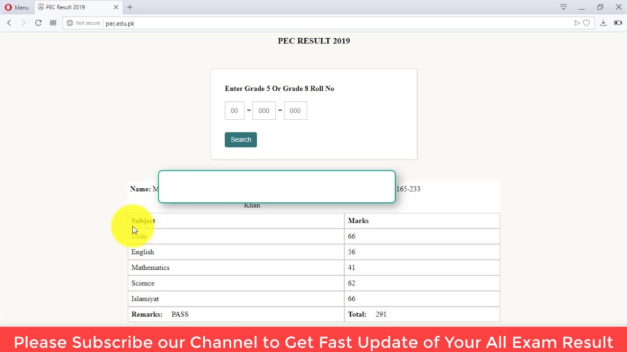 How To Check PEC 5th Result 2019 and PEC 8th Result 2019 - www.pec.edu ...
