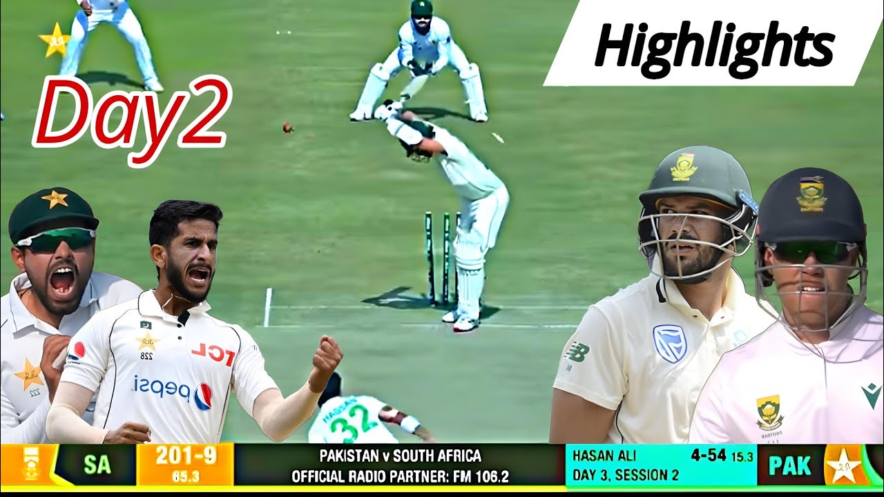 Pak vs SA 1st Test Day2 Highlights Today 2025 Pakistan vs South Africa ...