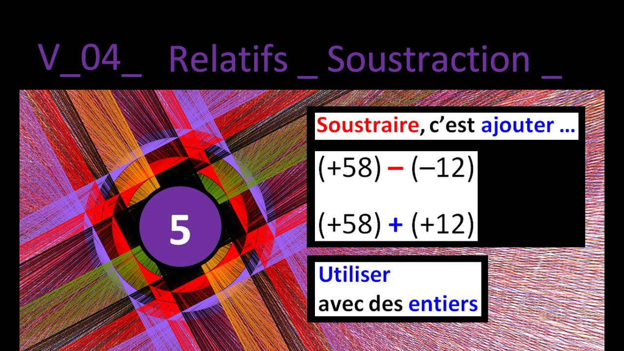 V 04 RELATIFS Différence de deux relatifs Utiliser Règle de calcul ...