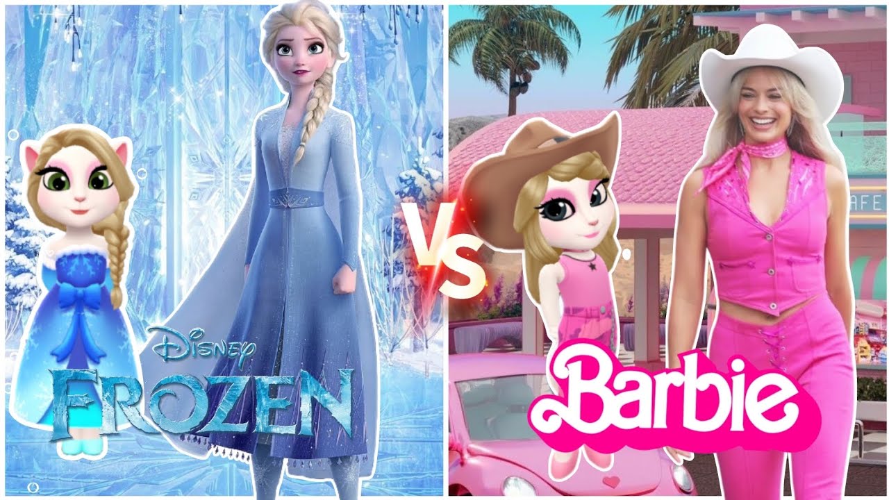 Barbie VS Elsa makeover by My Talking Angela 2 // Cosplay of Barbie And ...