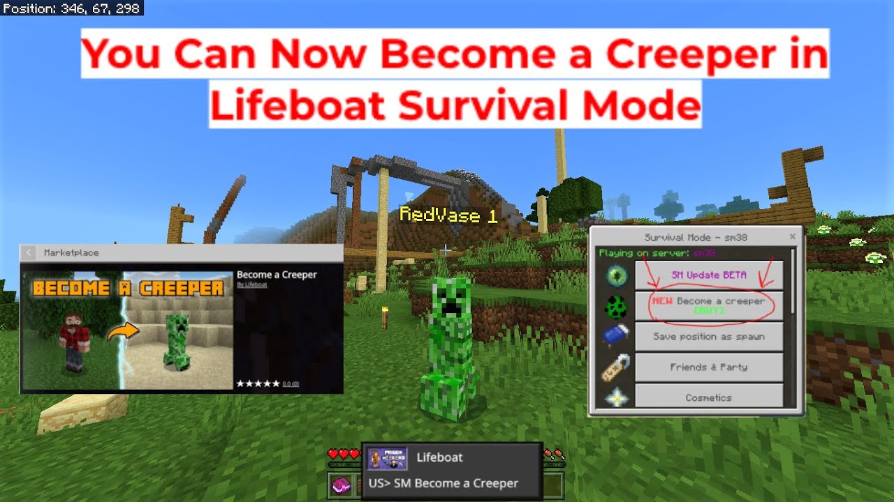 You Can Now Become a Creeper in Lifeboat Survival Mode - YouTube
