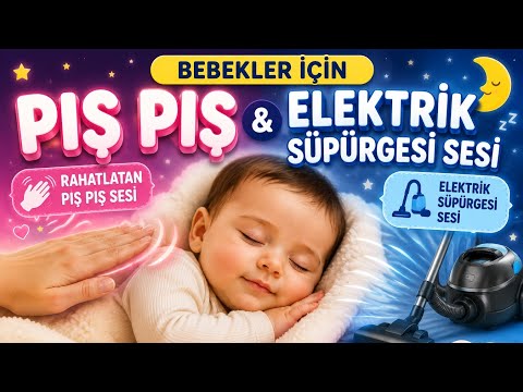 👶 Bebekleri Hızla Uyutan Pış Pış + Elektrik Süpürgesi Sesi 😴 | Siyah Ekran |REKLAMSIZ 