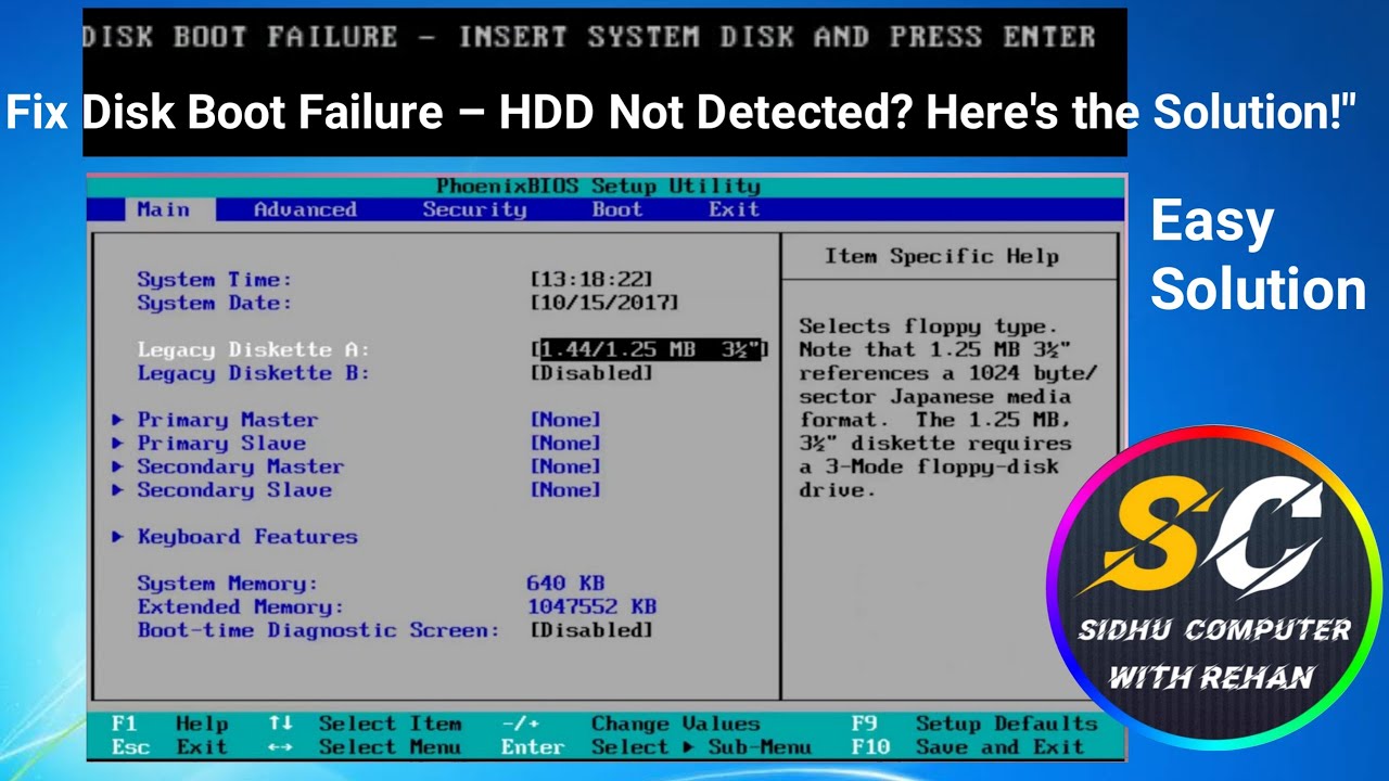 🛠️ Fix “Disk Boot Failure – HDD Not Detected” 🚫💽 | Quick & Easy ...
