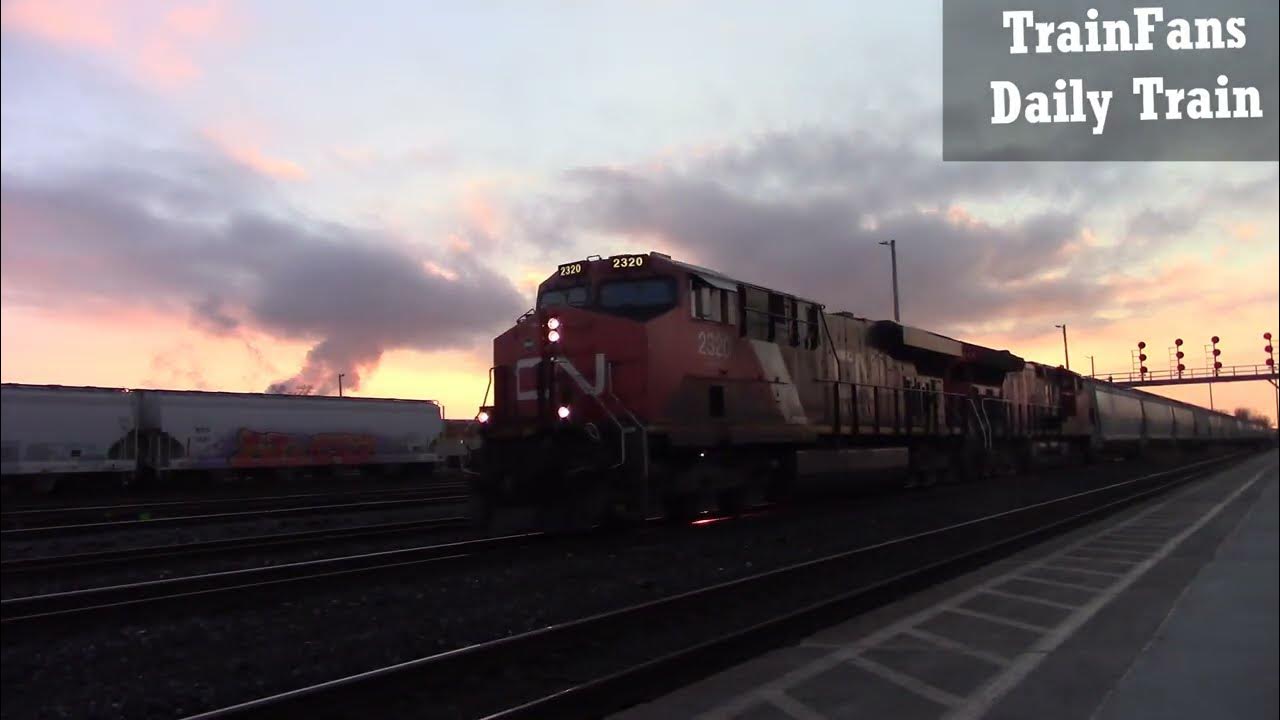 Manifest Train CN M396 CN 2320 & CN 3217 Locomotives Sarnia Ontario Feb 03 2024 - YouTube