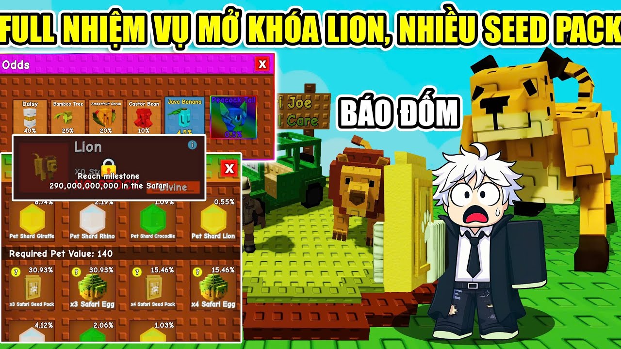FULL NHIỆM VỤ MỞ KHOÁ Lion, Báo Đốm, NHIỀU SEED PACK CỰC DỄ | Grow A ...