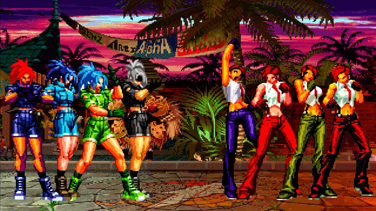 [KOF Mugen] Leona Heidern Team vs Vanessa Team - YouTube