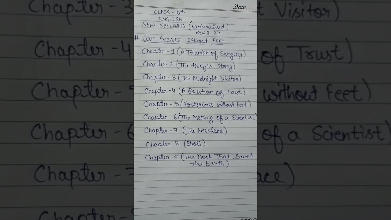 Footprints Without Feet Class 10th English New Syllabus Rationalised Footprints Without Feet Class 10th English New Syllabus Rationalised