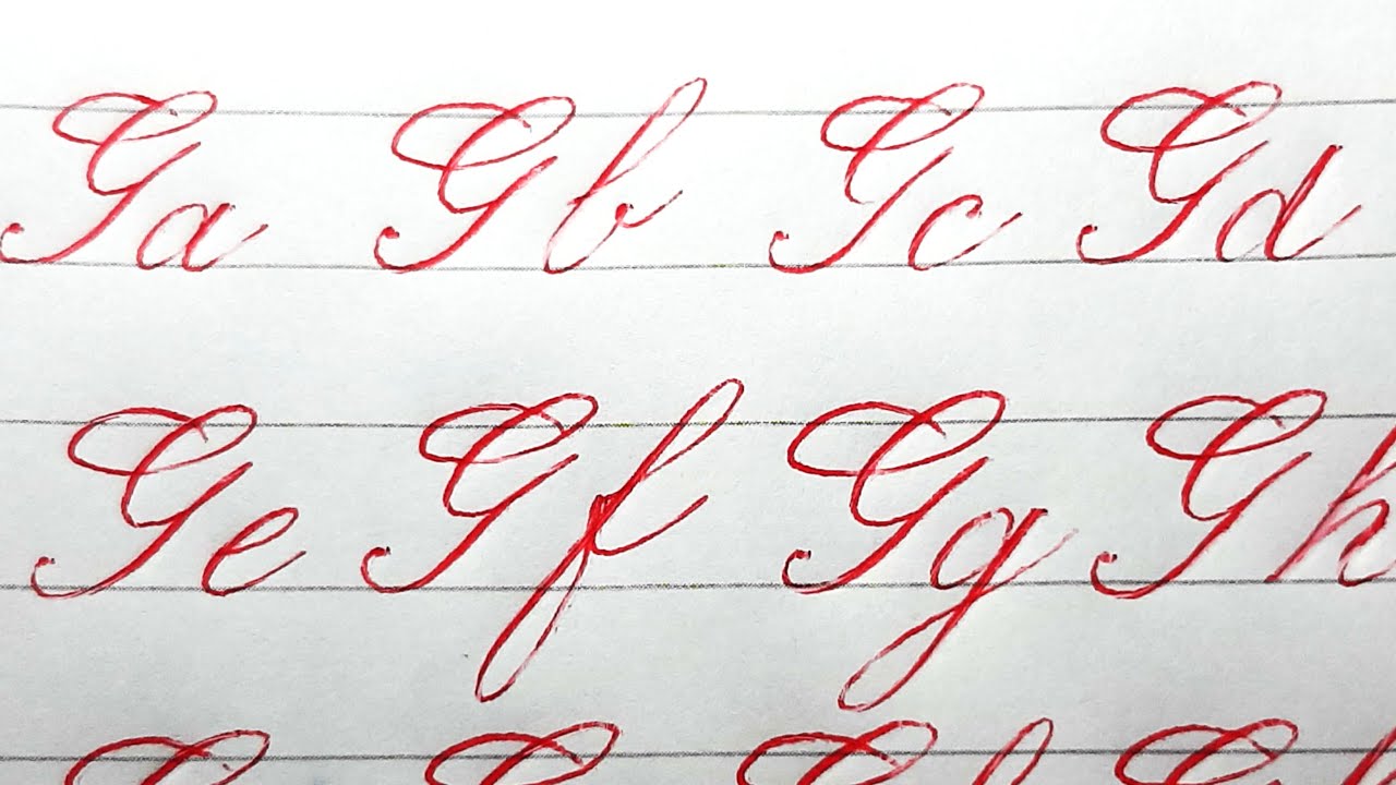 Practice for handwriting improvement. G + letters a-z - YouTube
