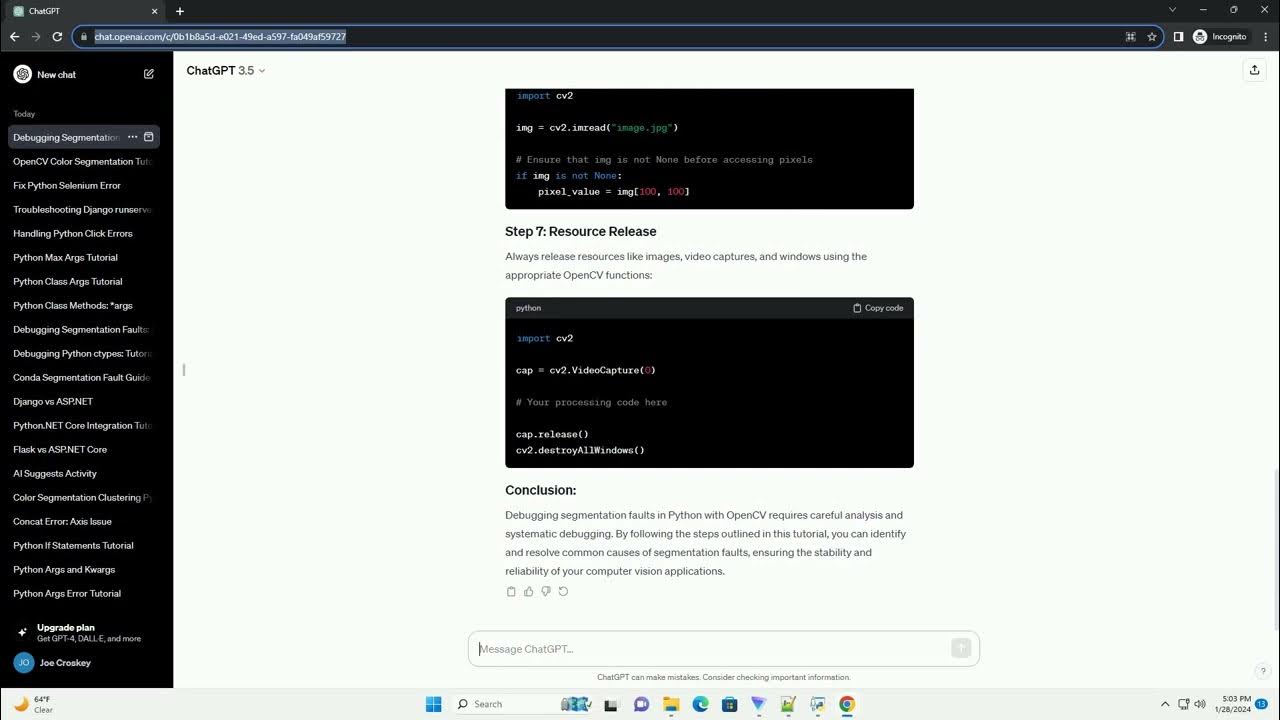 segmentation fault core dumped python opencv - YouTube