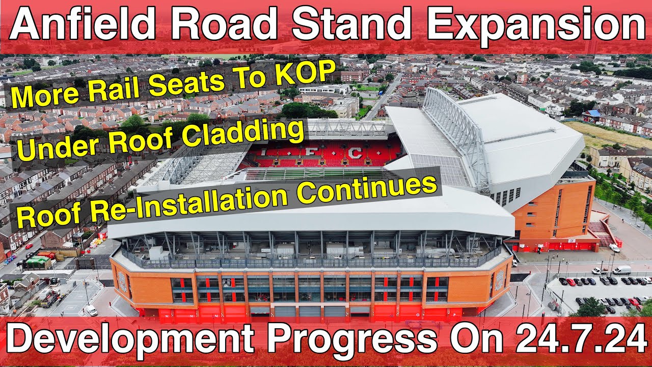 Anfield Road Stand Expansion - ROOF REINSTALL CONTINUES / UNDER ROOF ...
