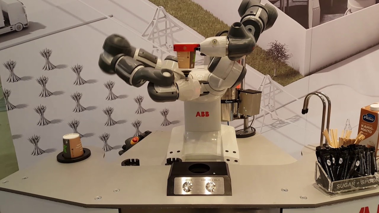 Robot serving coffee (Abb) - YouTube