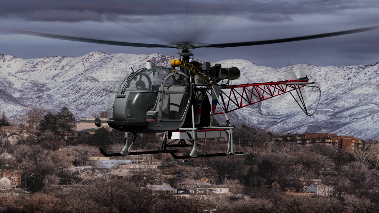SA 315 B Lama Helicopter 3D Model - YouTube