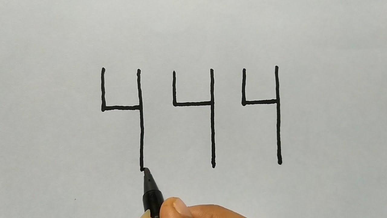 How to draw Taj Mahal picture from number "444" | very easy drawing ...