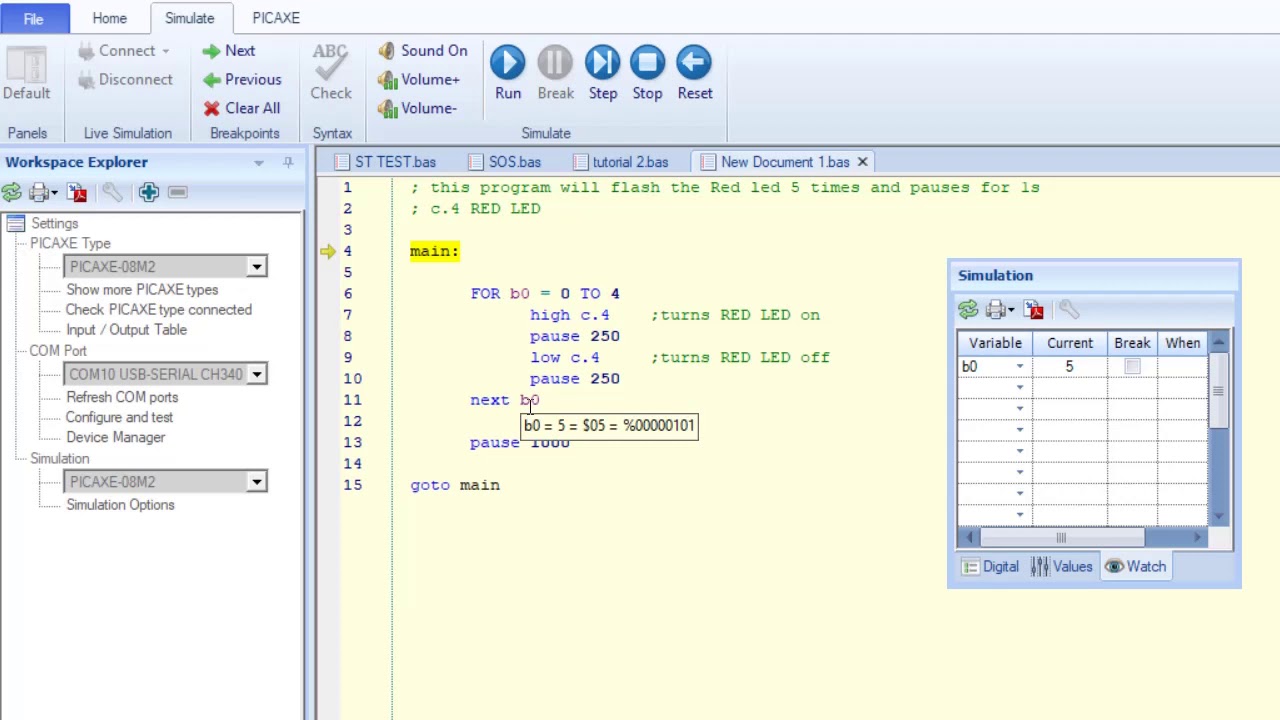 Picaxe trainer 7: Programming For Loops - YouTube