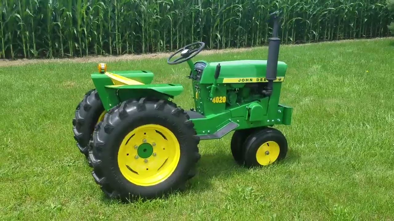 Mini John Deere 4020 Narrow Front Farm Tractor Test Drive! - YouTube