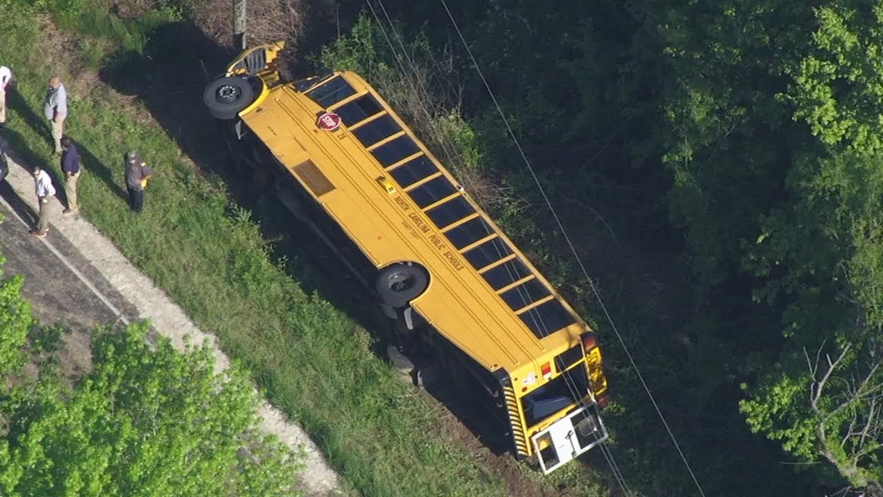 School bus overturns with students on board in Harnett County - YouTube