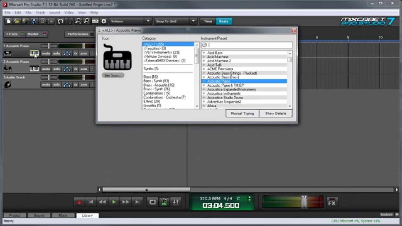 Mixcraft 7 Virtual Instruments and MIDI: How To Add A Virtual Instrument - YouTube