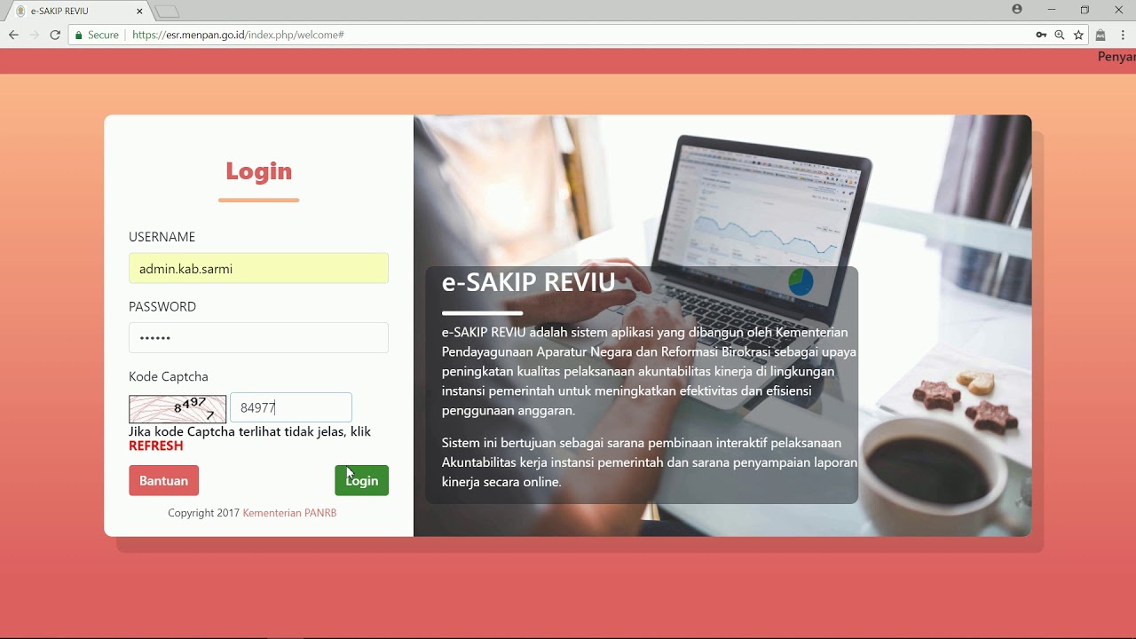 Tutorial membuat akun dan password e-sakip reviu - YouTube