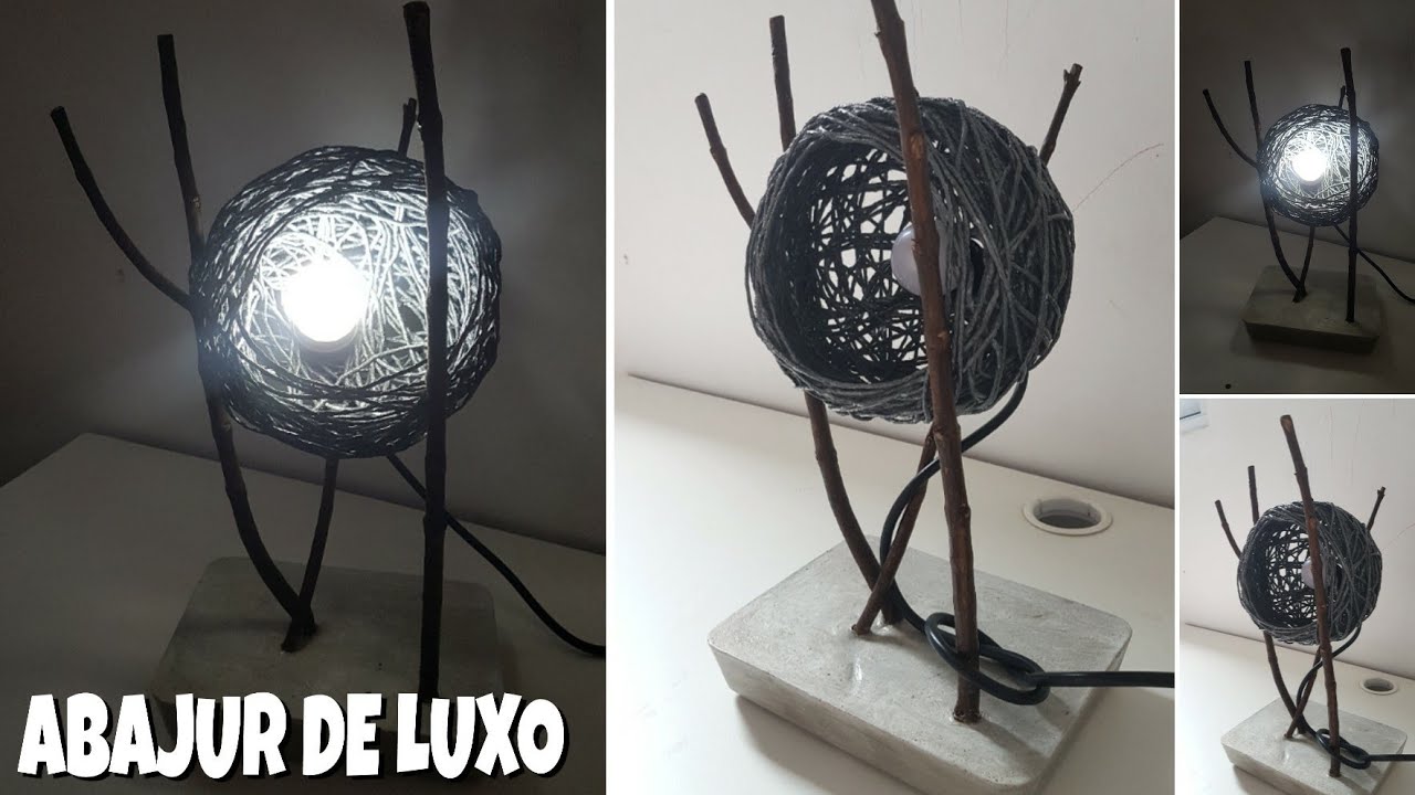 Como fazer abajur rústico artesanal | How to make handmade rustic lamp ...
