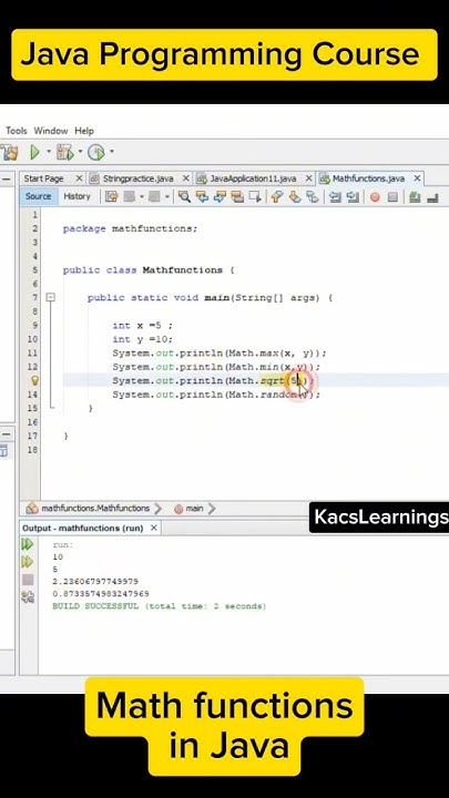 Math Functions In Java Java Javaprogramming Javaforbeginners Javatutorial Youtube