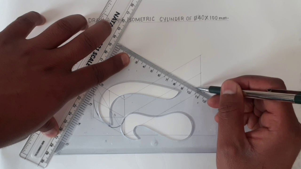how to draw half cylinder in isometric projection - YouTube