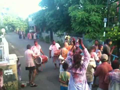Dancing in Extazy around Gow Mata, on Holi day, in Mauritius - YouTube