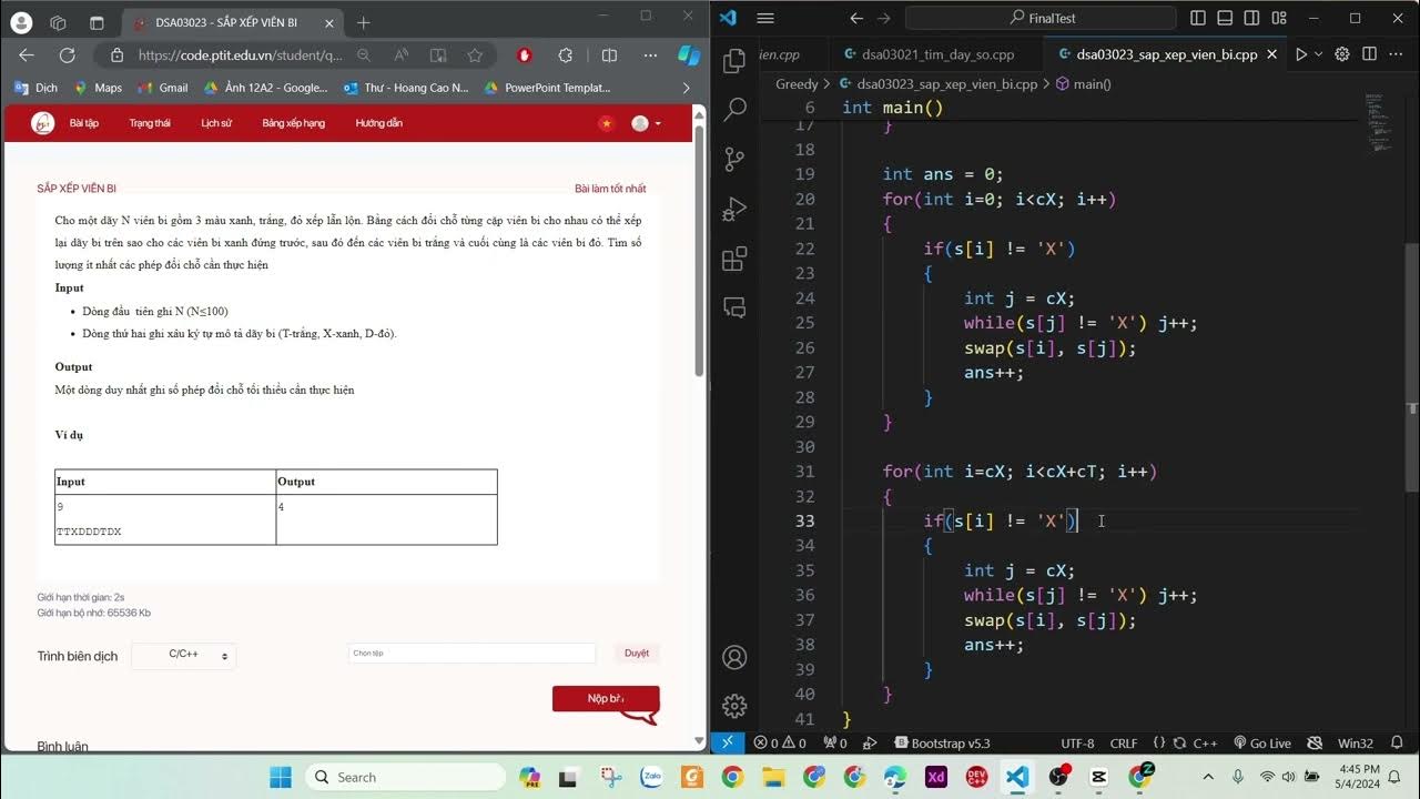 DSA with C++ | CODEPTIT | Tham lam | DSA03023 - Sắp xếp viên bi - YouTube