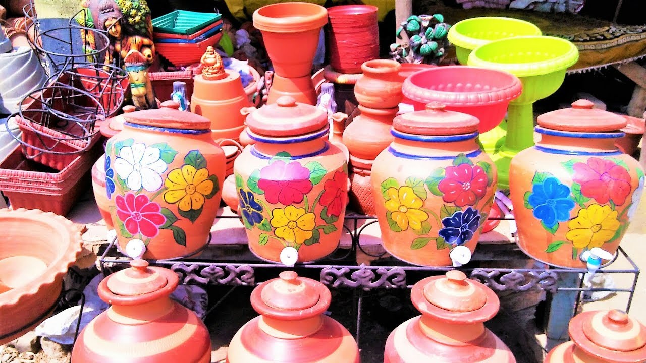 खूबसूरत मिट्टी के घड़े और गमले, BEAUTIFUL GHADA/MATKA AND POTS - YouTube